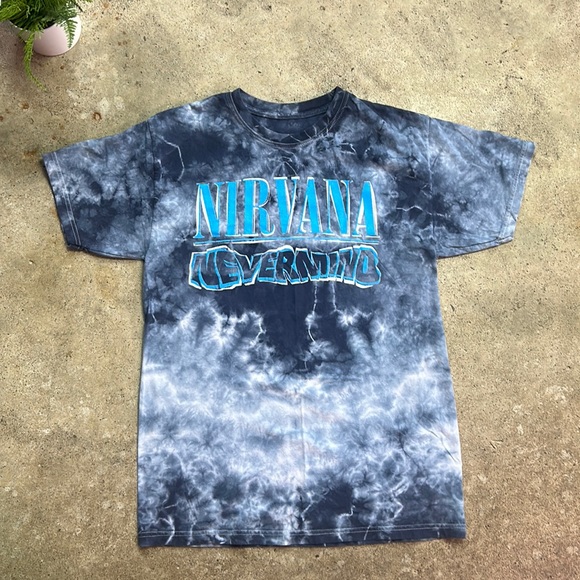 NIRVANA | Shirts | Nirvana Nevermind Blue Tie Dye Graphic Band Tee Shirt | Poshmark
